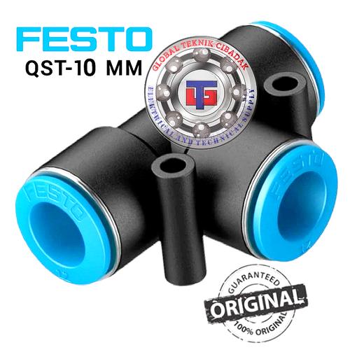 Jual Festo QST-10 Push in T Connector Nepel Angin BPET 10 mm PUT 10 mm ...