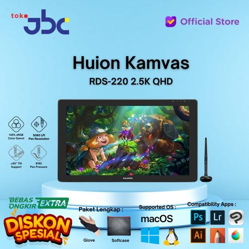 Promo Huion Kamvas 22 RDS-220 2.5K QHD Pen Display tablet / QLED/ 145% ...