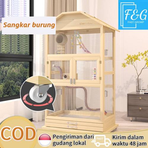 Promo F&G 【Pengiriman cepat】Sangkar burung kecil kayu solid burung cage ...