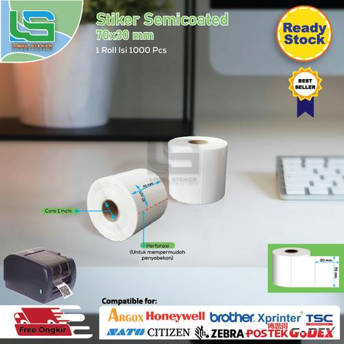 Jual LABEL BARCODE SEMICOATED 70x30 mm STIKER LABEL 70x30 mm 1000 PCS ...