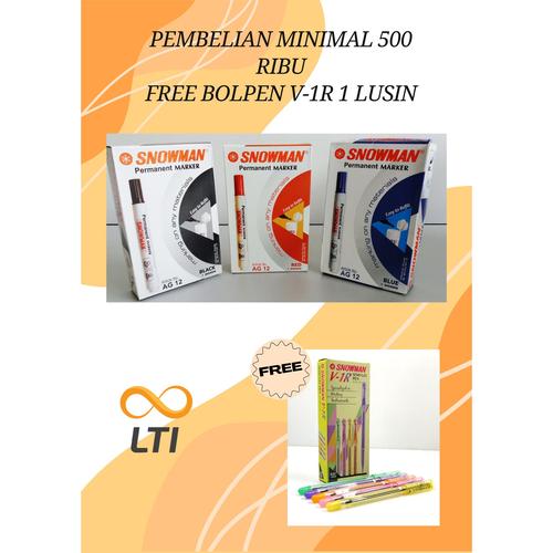 Jual Spidol Permanent Marker Snowman MURAH AG-12 / Lusin - Hitam - Kota ...