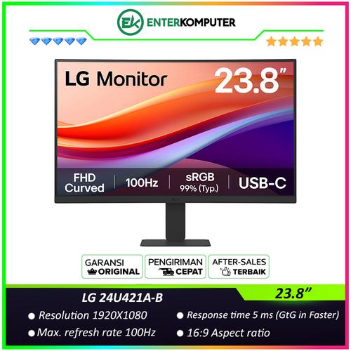 Promo LG 24U421A-B 23.8" FHD 100Hz Curved Monitor with USB-C / Monitor ...