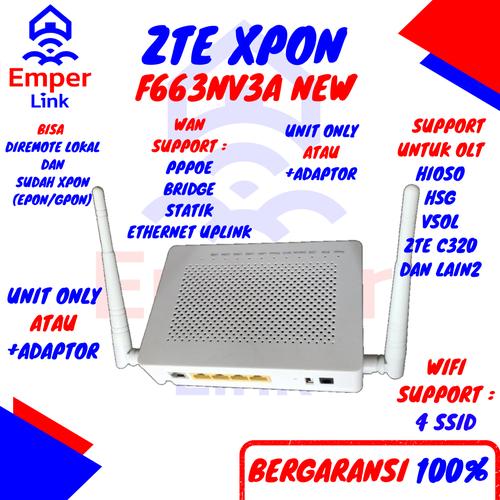 Jual ZTE F663NV3A ZTE f663 XPON Support OMCI GPON 4 SSID Dengan Adaptor - F663NV3A, +Adaptor ...