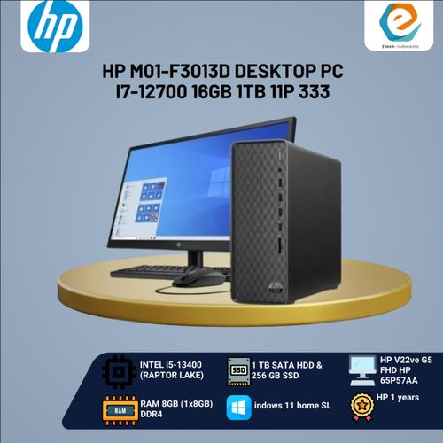 Jual HP M01-F3013d Desktop PC : i5-13400 / 8GB / 1 TB SATA HDD & 256 GB SSD / Win11Home / OHS ...