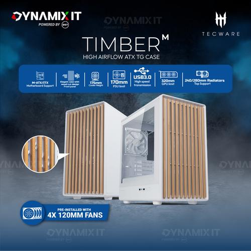 Promo Tecware Timber M TG MATX with 4 x 120mm Fans - White Cicil 0% 3x ...