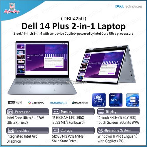 Jual DELL 14 PLUS 2-IN-1 LAPTOP DB04250 ULTRA 5 226V 16GB RAM 512GB SSD INTEL ARC 14" FHD+ TOUCH ...