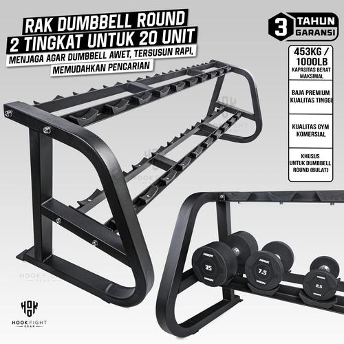 Promo Rak Dumbbell Bulat 2 Tingkat Hook Rak Besi Dumbbell Rak Alat ...