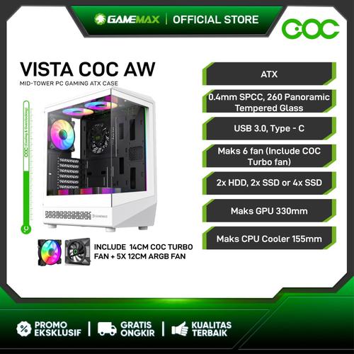 Jual Gamemax Vista COC AW Mid-tower PC ATX case - Putih - Kota Banjarmasin - Mega Surya Computer ...