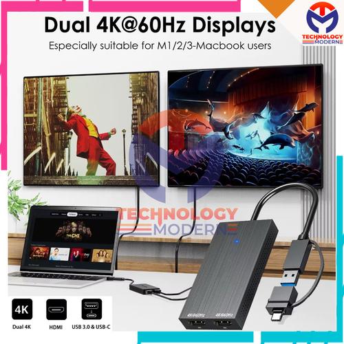 Jual Multiple Monitor USB 3.0 to Dual 4K HDMI Extend Display 2 Monitor ...