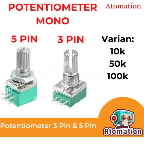 Jual Potentiometer Mono 3 Pin dan 5 Pin dengan Switch Potensio meter ...