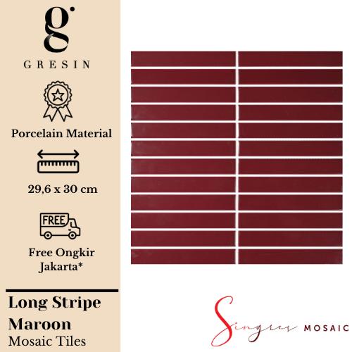 Jual Maroon Long Stripe Singres Mosaic Tiles | Mosaic Keramik - Jakarta ...