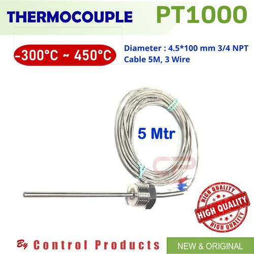 Jual PT1000 Temperature Sensor Thermocouple5M Stick 4.5x100mm 3/4NPT ...