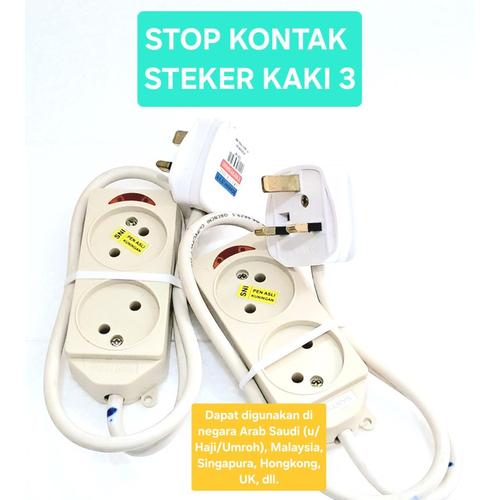 Promo Colokan Stop Kontak 2 Lubang (Model Tipis / Datar ) + Steker Colokan Kaki 3 + kabel ...