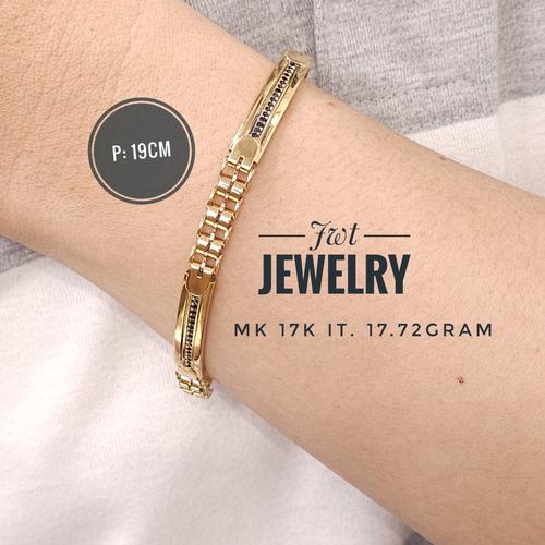Jual GELANG EMAS PRIA WANITA ORI ITALY MONT BLANC BLACK BRACELET KEREN ...