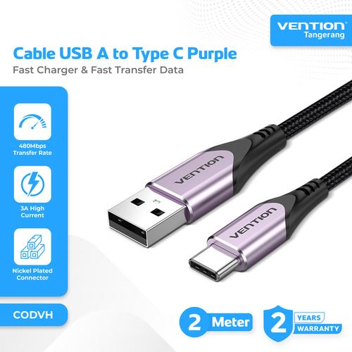 Jual Vention Kabel USB A to Type C 3A Fast Charging Cotton Braided ...