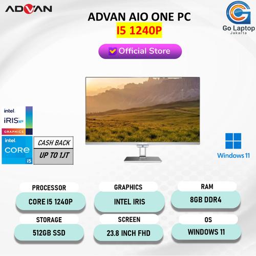Promo ADVAN AIO ONE PC Core I5 1240P Ram 8GB 512GB W11 23.8" FHD Cicil ...