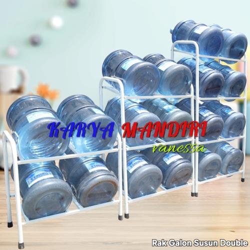 Jual Rak Galon Besi Susun Double 4 Susun 3 Susun 2 Susun Putih - 2 ...