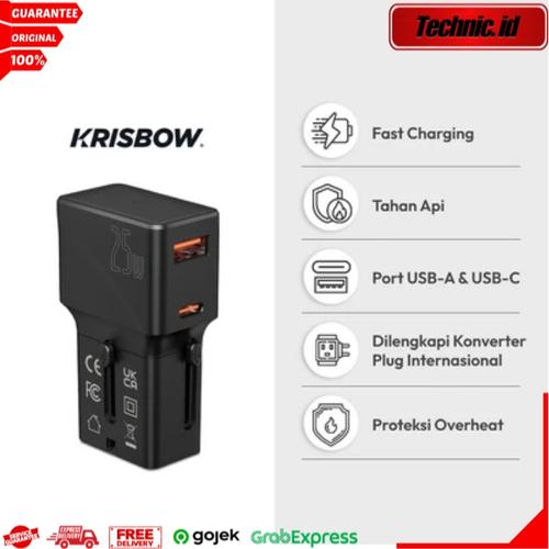 Jual Krisbow Travel Adaptor Usb A & Type C 20 Watt Konektor Adapter ...