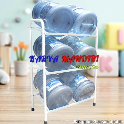 Jual Rak Galon Besi Susun Double 3 Susun 2 Susun Putih - 2 susun 4 ...