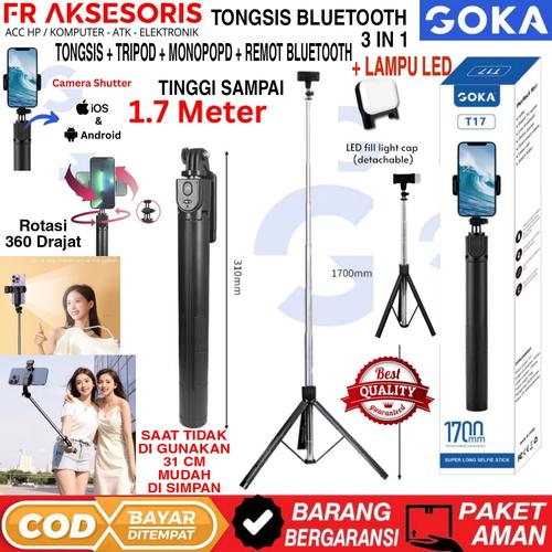 Jual Tongsis Bluetooth 3in1 Plus LED Selfe GOKA T17 TRIPOD HP 3IN1 ...