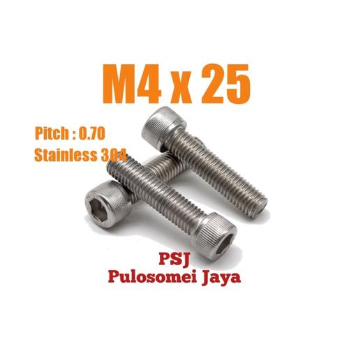 Jual Baut L M4 x 25 MM Stainless 304 (1000 Pcs) / Hex Socket Head Cap ...