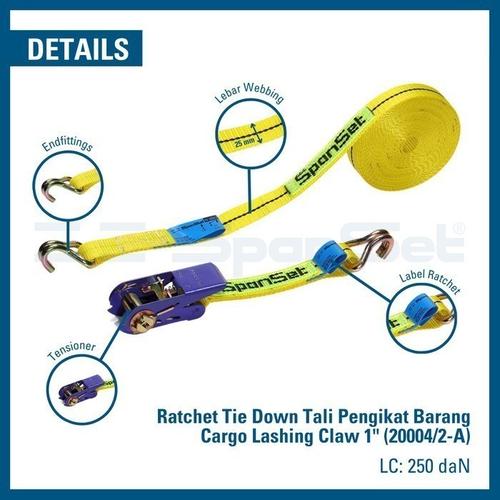Jual Tali Ratchet Tie Down Cargo Lashing Track Belt Claw Hook SpanSet ...
