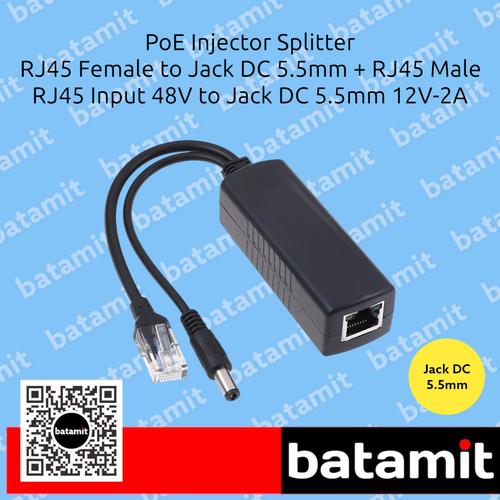 Jual RJ45 PoE Splitter Injector 48V to 12V-2A Jack DC 5.5mm IEEE802.3af ...
