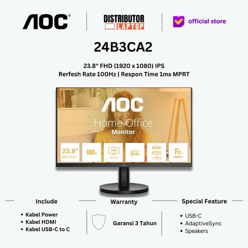 Promo AOC 24B3CA2 24 Inch Full HD Monitor 100Hz IPS 100ms Adaptive Sync ...