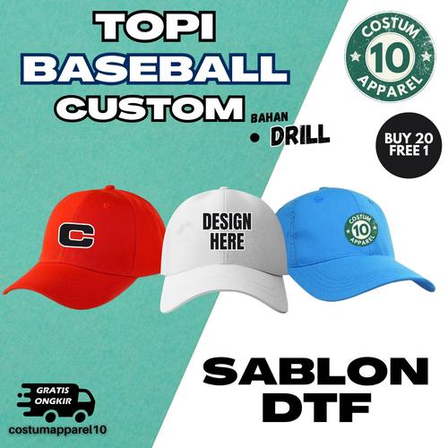 Jual TOPI BASEBALL DRILL CUSTOM SABLON DTF PLASTISOL TULISAN GAMBAR ...