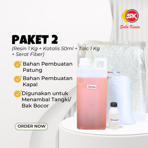 Jual Resin 1 Kg + Katalis 50 Grm + Talc 1 Kg + Serat FIber / Met PAKET ...