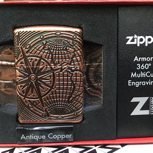 Jual Zippo Original Armor World Map Antique Copper | Zippo Armor 360 Multicut Engraving - Kab ...