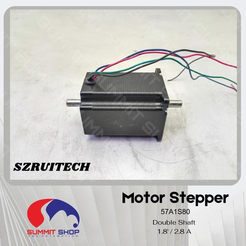 Jual Szruitech Stepper Motor Double Shaft 57A1S80 | 2.8 A Nema 23 ...
