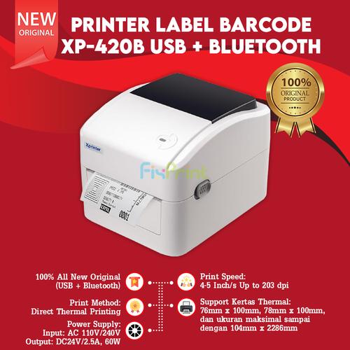 Promo PRINTER BARCODE THERMAL XPRINTER XP-420B USB+BLUETOOTH SUPPORT 110MM Cicil 0% 3x - Kota ...