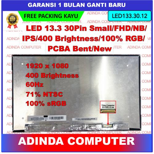 Jual LCD LED 13.3 13 Inch 30 Pin 30pin Small Narrow Full HD FHD IPS ...