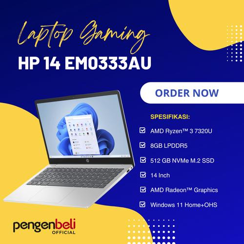 Jual LAPTOP GAMING / HP 14 em0333AU / AMD RYZEN 3 / RAM 8GB / SSD 512GB / 14 INCH / GARANSI ...