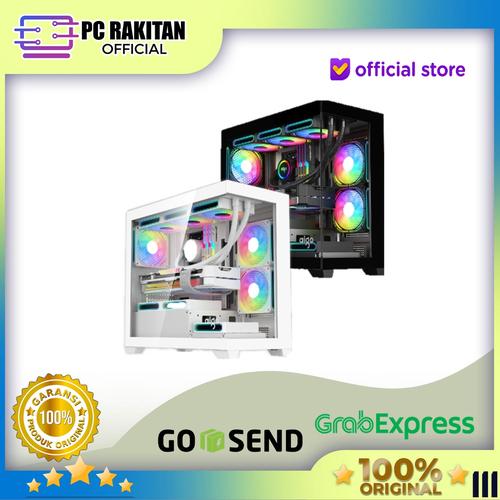 Promo AIGO C218M M-ATX PC Case + 3 ARGB Fan - Hitam/Putih - Putih Cicil ...