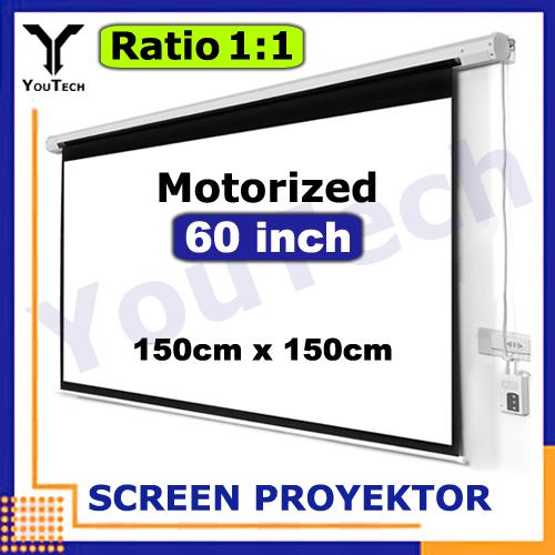 Jual Layar Proyektor Otomatis 60 inch Rasio 1:1 (150cm x 150cm) Screen ...