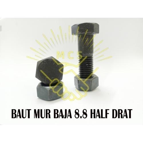Jual Baut Mur Baja 8.8 M8 X 45 MM HALF DRAT / BM Baja 8.8 HALF DRAT ...