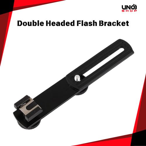 Jual Double Headed Stand Camera Flash Bracket With Hot Shoe - Kota ...