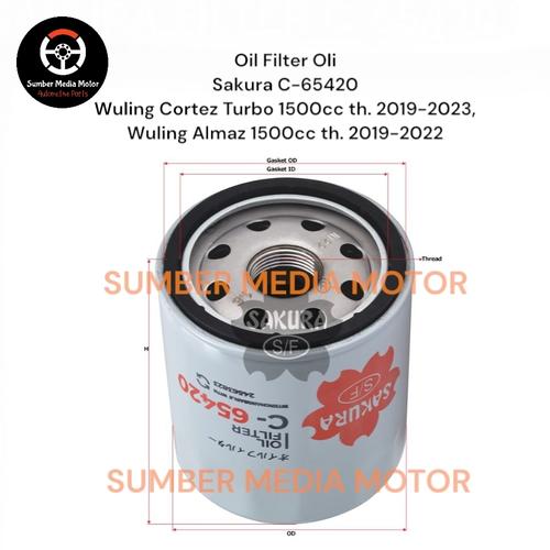 Jual Sakura Oil Filter Oli C-65420 Wuling Cortez Turbo 1500cc tipe (S/C ...