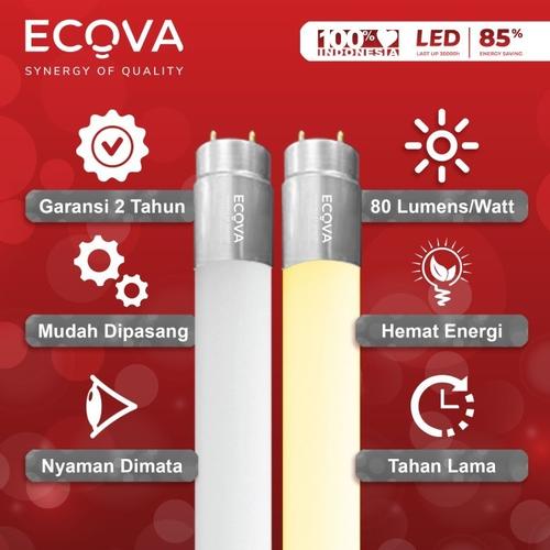 Jual ECOVA LAMPU LED TL NEON T8 18W 120CM Ecova TL Tube T8 18Watt 18 W WATT 1200MM 2SISI - KAP ...