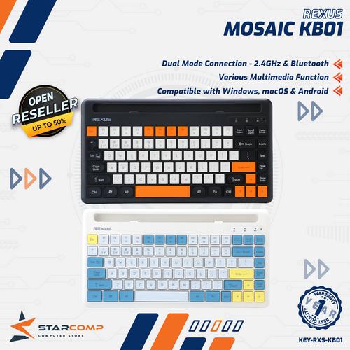 Jual Rexus KB01 Mosaic Keyboard Bluetooth Wireless Dual Connection ...
