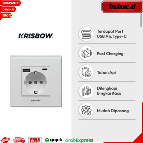 Jual Colokan Dinding Krisbow Stop Kontak Dinding Glass Frame Usb A Dan ...