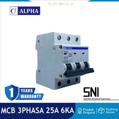 Jual MCB 3P 25A 6Ka SNI, Garansi 1 Tahun Ganti Baru, Brand ALPHA - Kota Tangerang - | Tokopedia