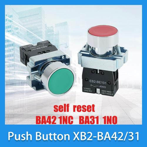 Jual Push Button Flat 22mm Self Reset XB2 BA42 1NC BA31 1NO BA51 ...