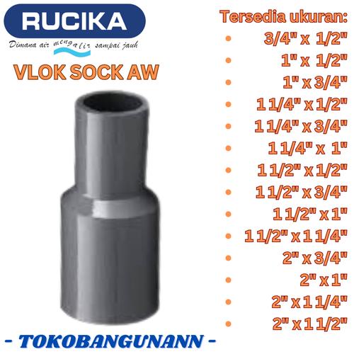 Jual Vloksok Ploksok Plok Sok AW Reducing Socket Rucika / Sambungan PVC ...