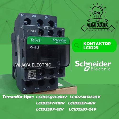 Jual CONTACTOR/KONTAKTOR SCHNEIDER LC1D25E7 48VAC 3P 40A - Jakarta ...