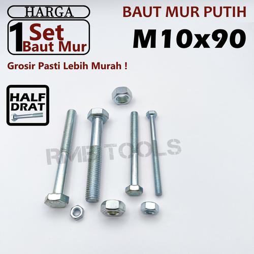 Jual Baut Mur Putih Hex M10x90 9cm Besi Galvanis BMP Hexagon Kunci 17 M10 - Kota Tangerang ...