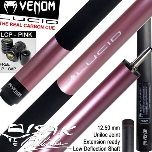 Jual BEST Venom Lucid Carbon LCP Pink Cue Uniloc Low Deflection Stick ...