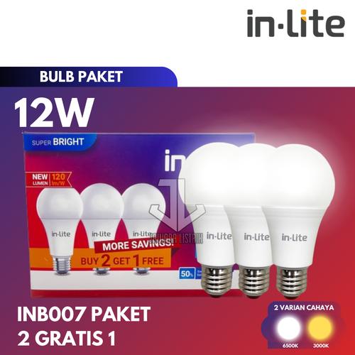 Jual IN-LITE LED BULB INB007 BUY 2 FREE 1 INLITE LAMPU PAKET HEMAT 12 ...